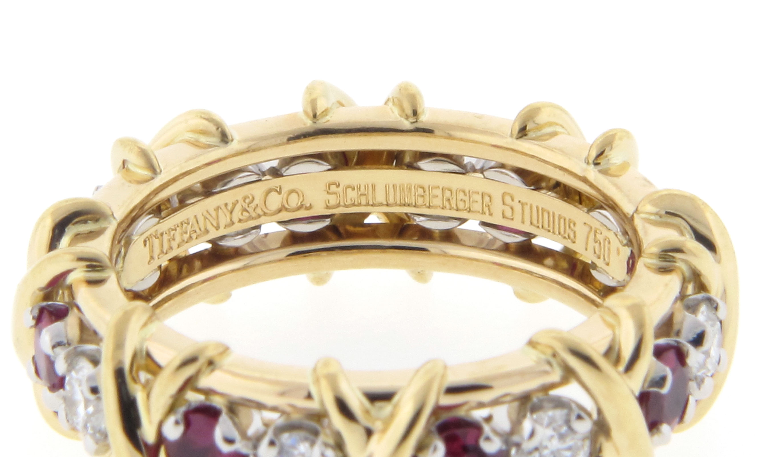 Tiffany And Co Schlumberger Xdiamond And Ruby Ring 18k Yellow Gold